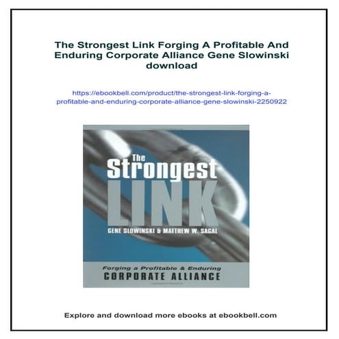 The Strongest Link Forging A Profitable And Enduring Corporate Alliance ...