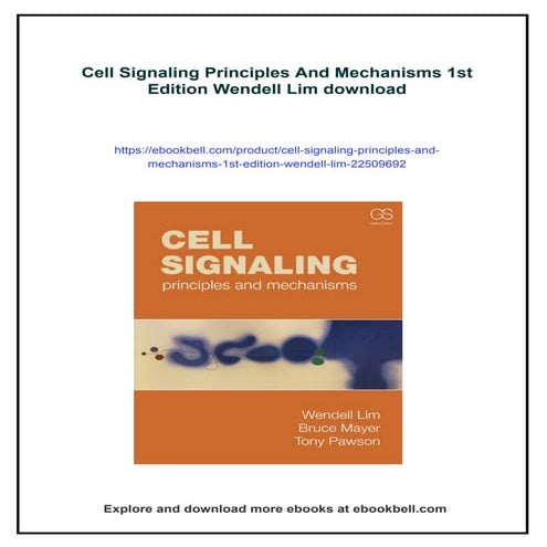 Cell Signaling Principles And Mechanisms 1st Edition Wendell Lim | PDF