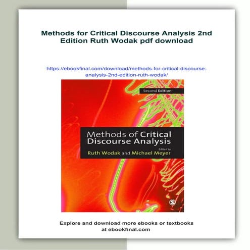 Methods for Critical Discourse Analysis 2nd Edition Ruth Wodak | PDF
