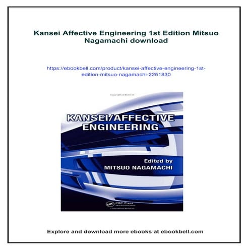 Kansei Affective Engineering 1st Edition Mitsuo Nagamachi | PDF