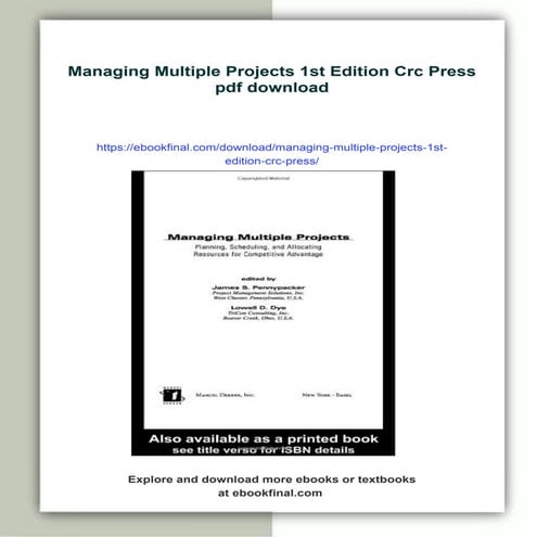 Managing Multiple Projects 1st Edition Crc Press | PDF