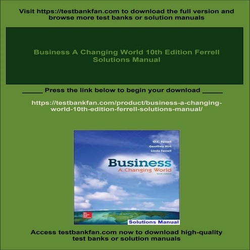 Business A Changing World 10th Edition Ferrell Solutions Manual | PDF