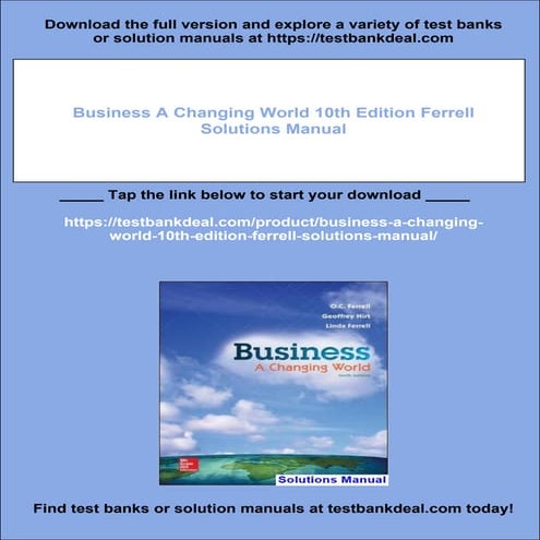 Business A Changing World 10th Edition Ferrell Solutions Manual | PDF