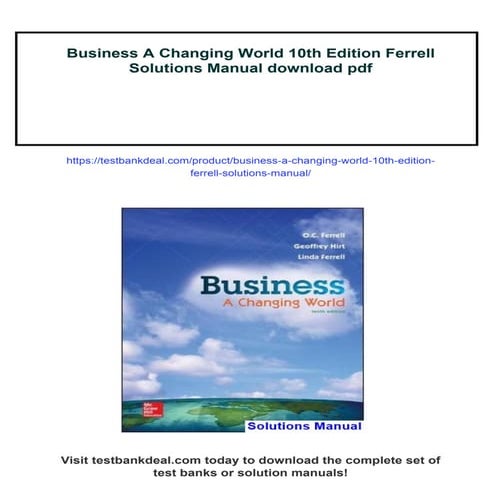 Business A Changing World 10th Edition Ferrell Solutions Manual | PDF