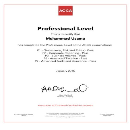 ACCA Completion Certificate | PDF