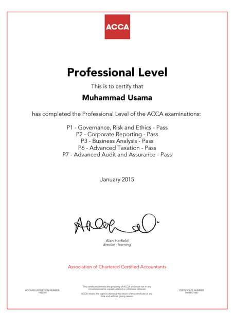 Acca Membership Certificate | PDF