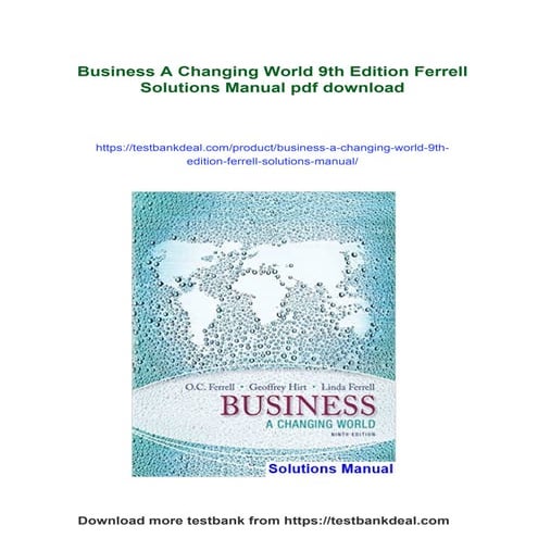 Business A Changing World 9th Edition Ferrell Solutions Manual | PDF