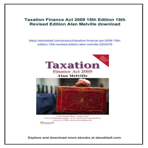 Taxation Finance Act 2009 15th Edition 15th Revised Edition Alan ...