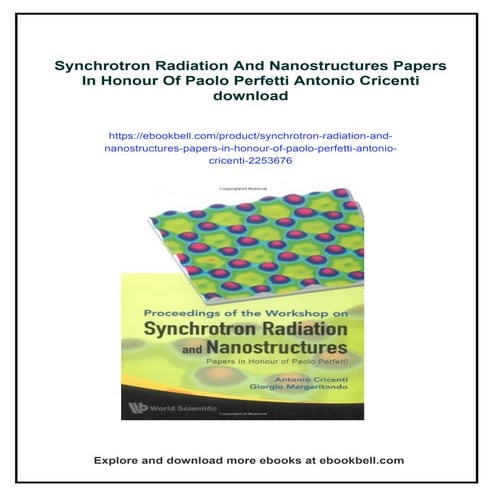Synchrotron Radiation And Nanostructures Papers In Honour Of Paolo ...