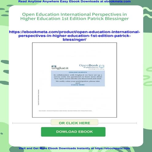 Open Education International Perspectives in Higher Education 1st Edition Patrick Blessinger | PDF