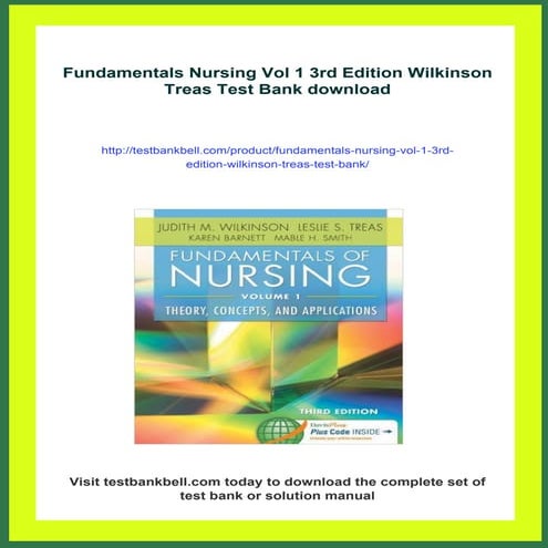 Fundamentals Nursing Vol 1 3rd Edition Wilkinson Treas Test Bank | PDF