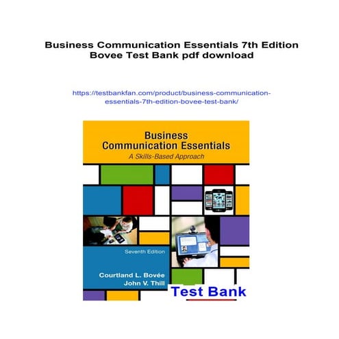 Business Communication Essentials 7th Edition Bovee Test Bank | PDF