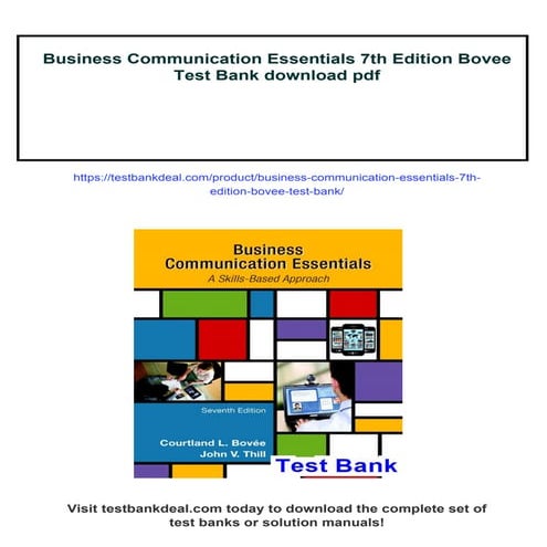 Business Communication Essentials 7th Edition Bovee Test Bank | PDF