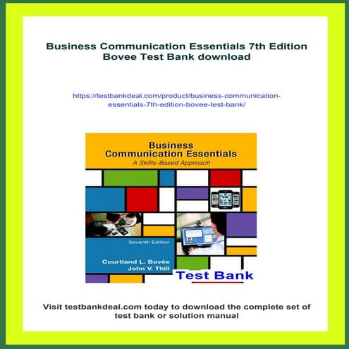 Business Communication Essentials 7th Edition Bovee Test Bank | PDF