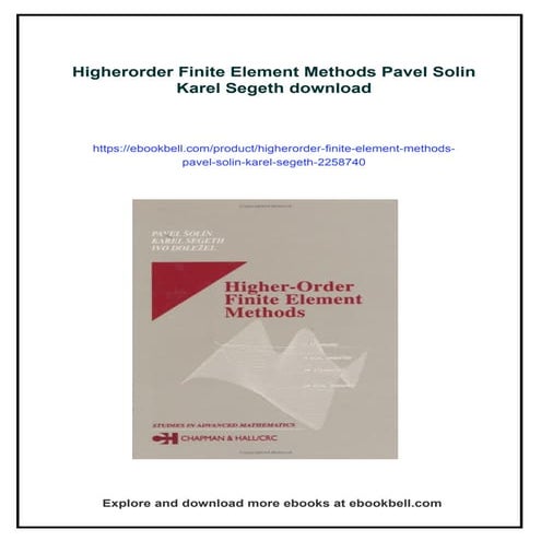 Higherorder Finite Element Methods Pavel Solin Karel Segeth | PDF