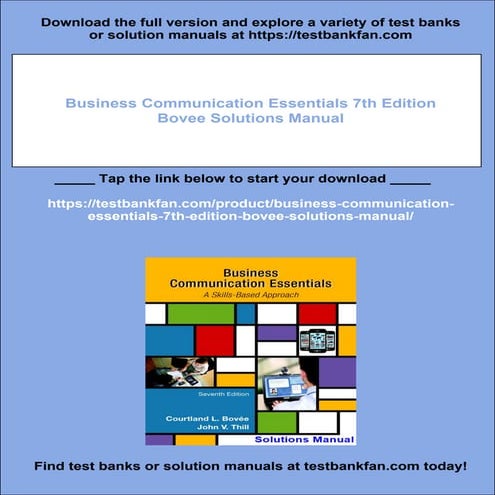 Business Communication Essentials 7th Edition Bovee Solutions Manual | PDF