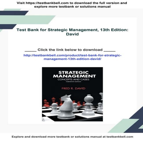 Test Bank for Strategic Management, 13th Edition: David | PDF