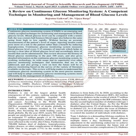 A Review on Continuous Glucose Monitoring System A Competent Technique ...