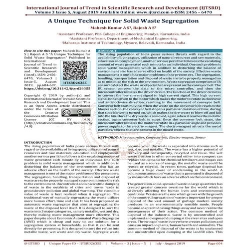 A Unique Technique for Solid Waste Segregation | PDF