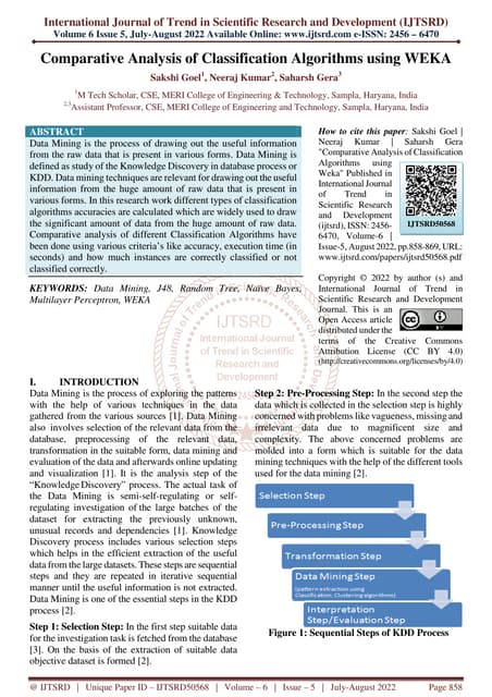 Comparative Analysis Of Classification Algorithms Using Weka Pdf