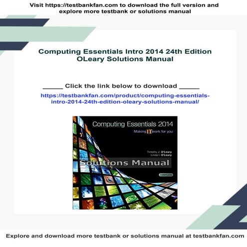 Immediate download Computing Essentials Intro 2014 24th Edition OLeary Solutions Manual all ...
