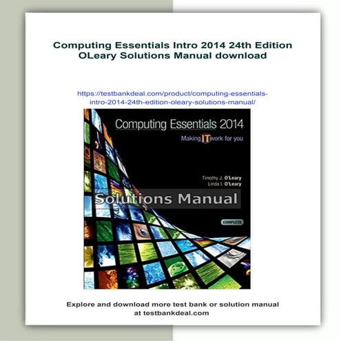 Computing Essentials Intro 2014 24th Edition OLeary Solutions Manual | PDF