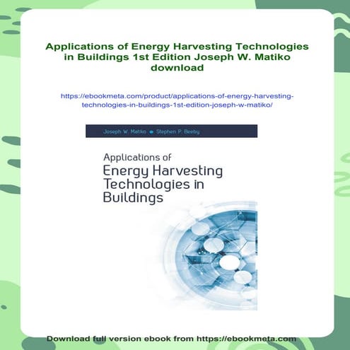 Applications of Energy Harvesting Technologies in Buildings 1st Edition ...