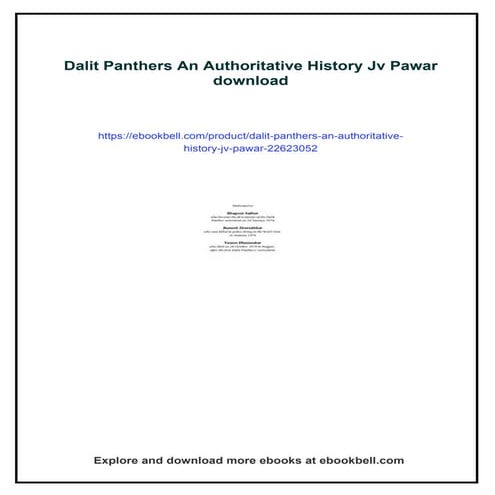 Dalit Panthers An Authoritative History Jv Pawar | PDF