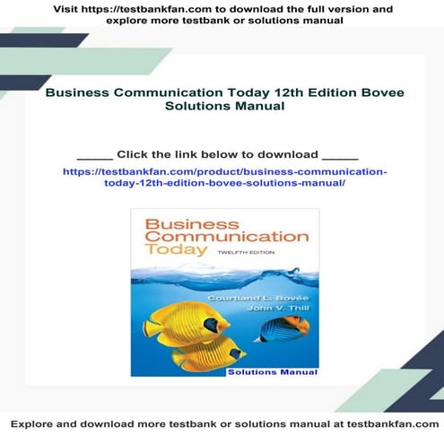 Business Communication Today 12th Edition Bovee Solutions Manual | PDF