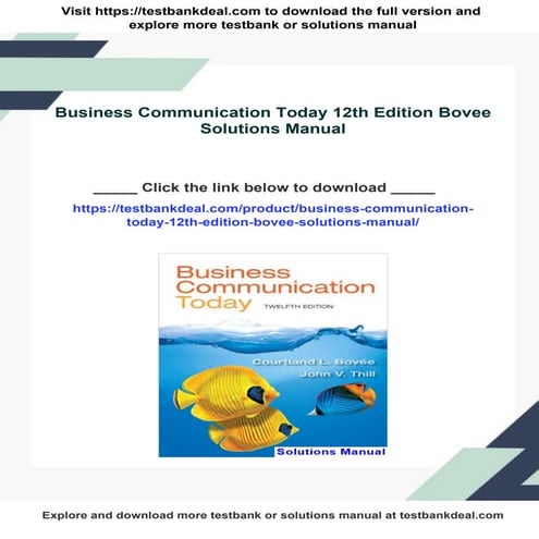 Business Communication Today 12th Edition Bovee Solutions Manual | PDF
