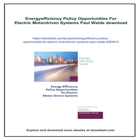 Energyefficiency Policy Opportunities For Electric Motordriven Systems ...