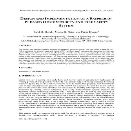 Design and Implementation of A Raspberry-pi Based Home Security and Fire Safety System | PDF