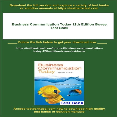 Business Communication Today 12th Edition Bovee Test Bank | PDF