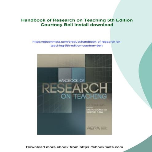 Handbook of Research on Teaching 5th Edition Courtney Bell | PDF