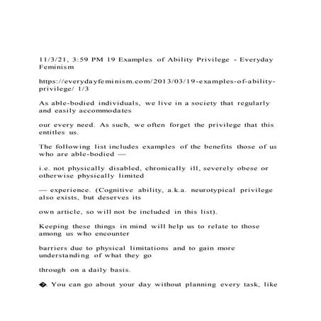 11321, 359 PM 19 Examples of Ability Privilege - Everyday F | PDF