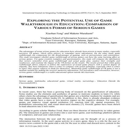 EXPLORING THE POTENTIAL USE OF GAME WALKTHROUGH IN EDUCATION ...