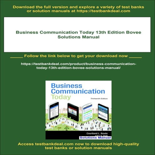 Business Communication Today 13th Edition Bovee Solutions Manual | PDF