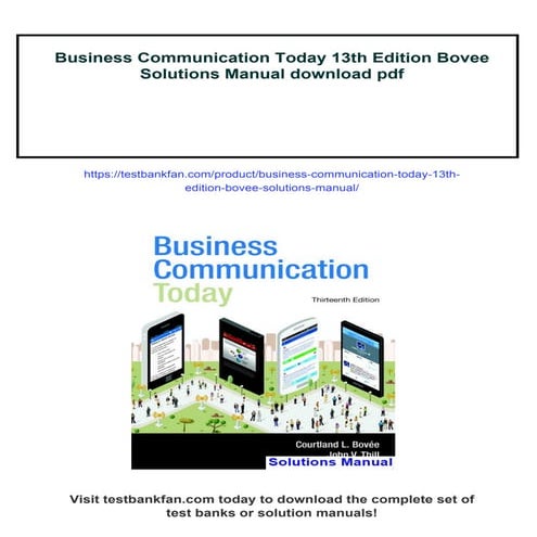 Business Communication Today 13th Edition Bovee Solutions Manual | PDF