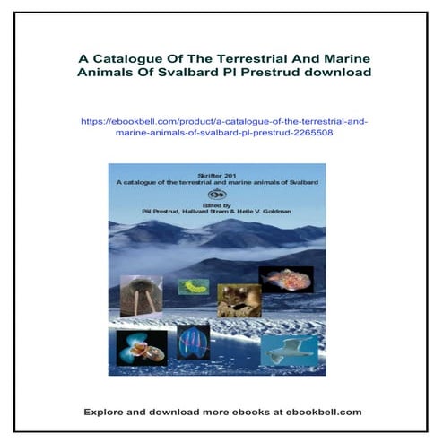 A Catalogue Of The Terrestrial And Marine Animals Of Svalbard Pl ...