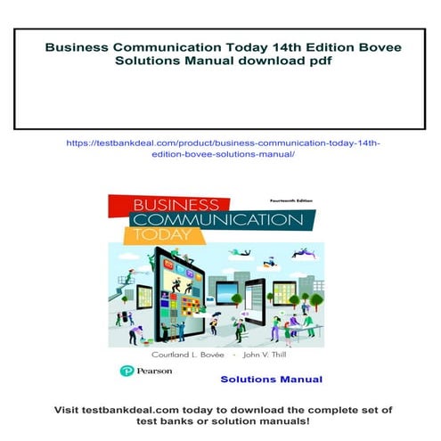 Business Communication Today 14th Edition Bovee Solutions Manual | PDF