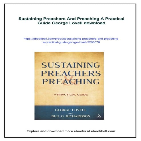 Sustaining Preachers And Preaching A Practical Guide George Lovell | PDF