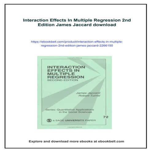 Interaction Effects In Multiple Regression 2nd Edition James Jaccard | PDF