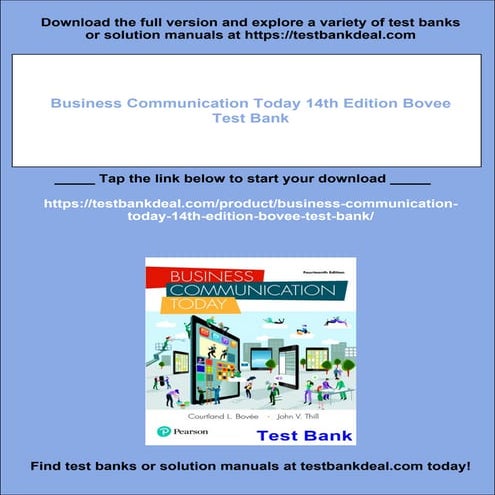 Business Communication Today 14th Edition Bovee Test Bank | PDF