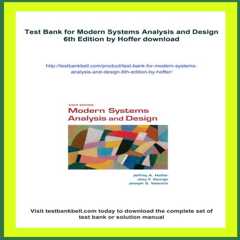 Test Bank for Modern Systems Analysis and Design 6th Edition by Hoffer ...
