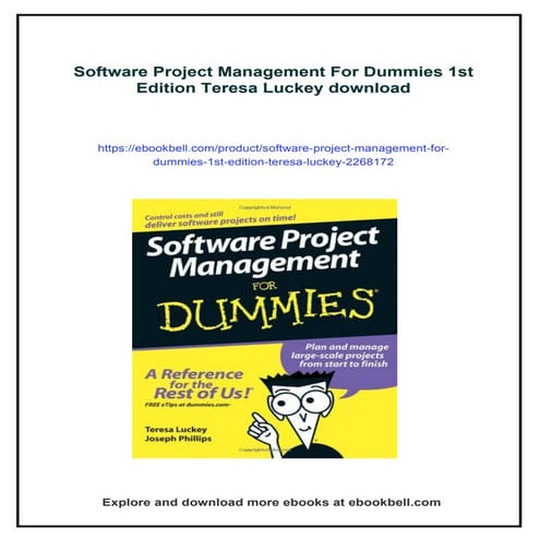 Software Project Management For Dummies 1st Edition Teresa Luckey | PDF
