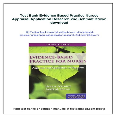 Test Bank Evidence Based Practice Nurses Appraisal Application Research ...
