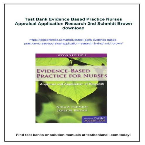 Test Bank Evidence Based Practice Nurses Appraisal Application Research ...