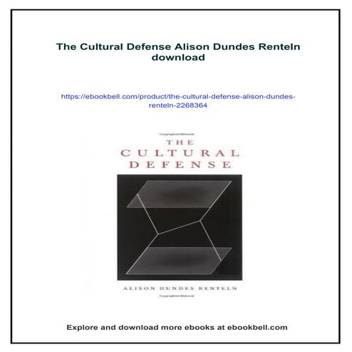 The Cultural Defense Alison Dundes Renteln | PDF