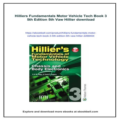 Hilliers Fundamentals Motor Vehicle Tech Book 3 5th Edition 5th Vaw ...