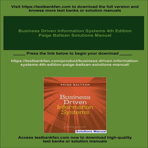 Business Driven Information Systems 4th Edition Paige Baltzan Solutions Manual | PDF